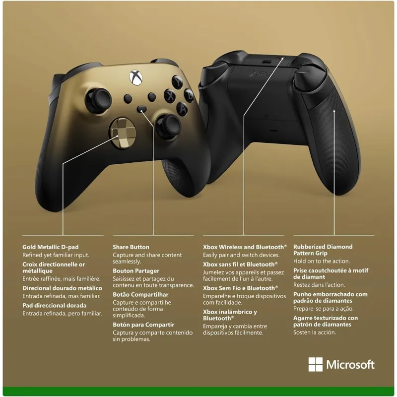 Microsoft Xbox Gamepad Inalámbrico Gold Shadow Special Edition