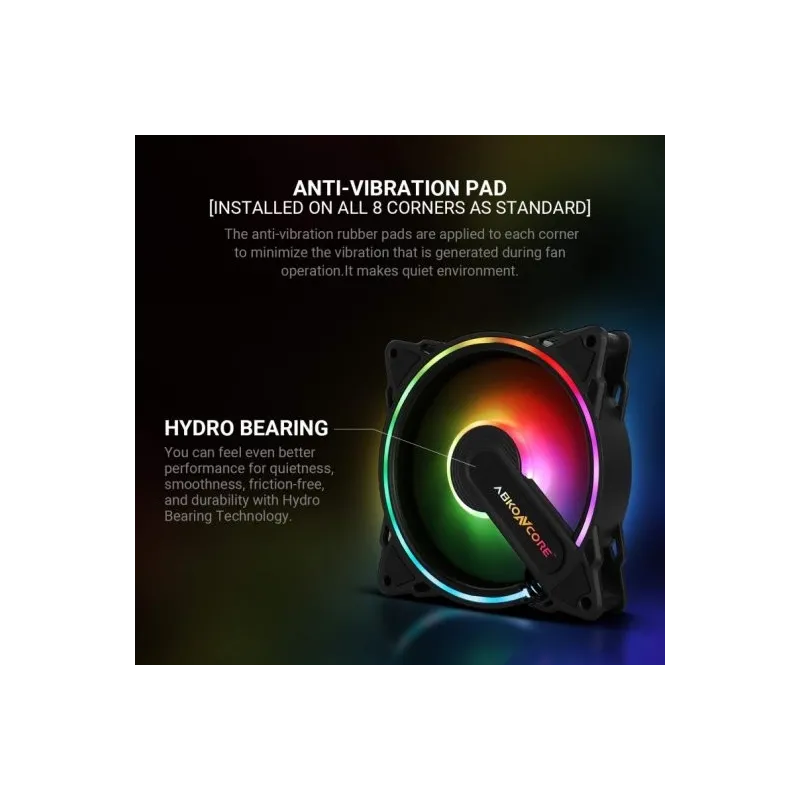 Abkoncore Spectrum Sync Pack 3 Ventiladores aRGB 120mm + Control HUB Negro